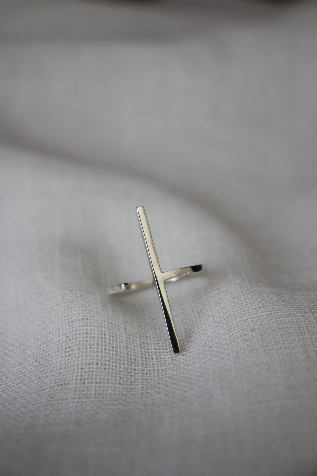 Silver Bar Ring / Parallel Bar Line Ring / Adjustable Band / Minimalist ...