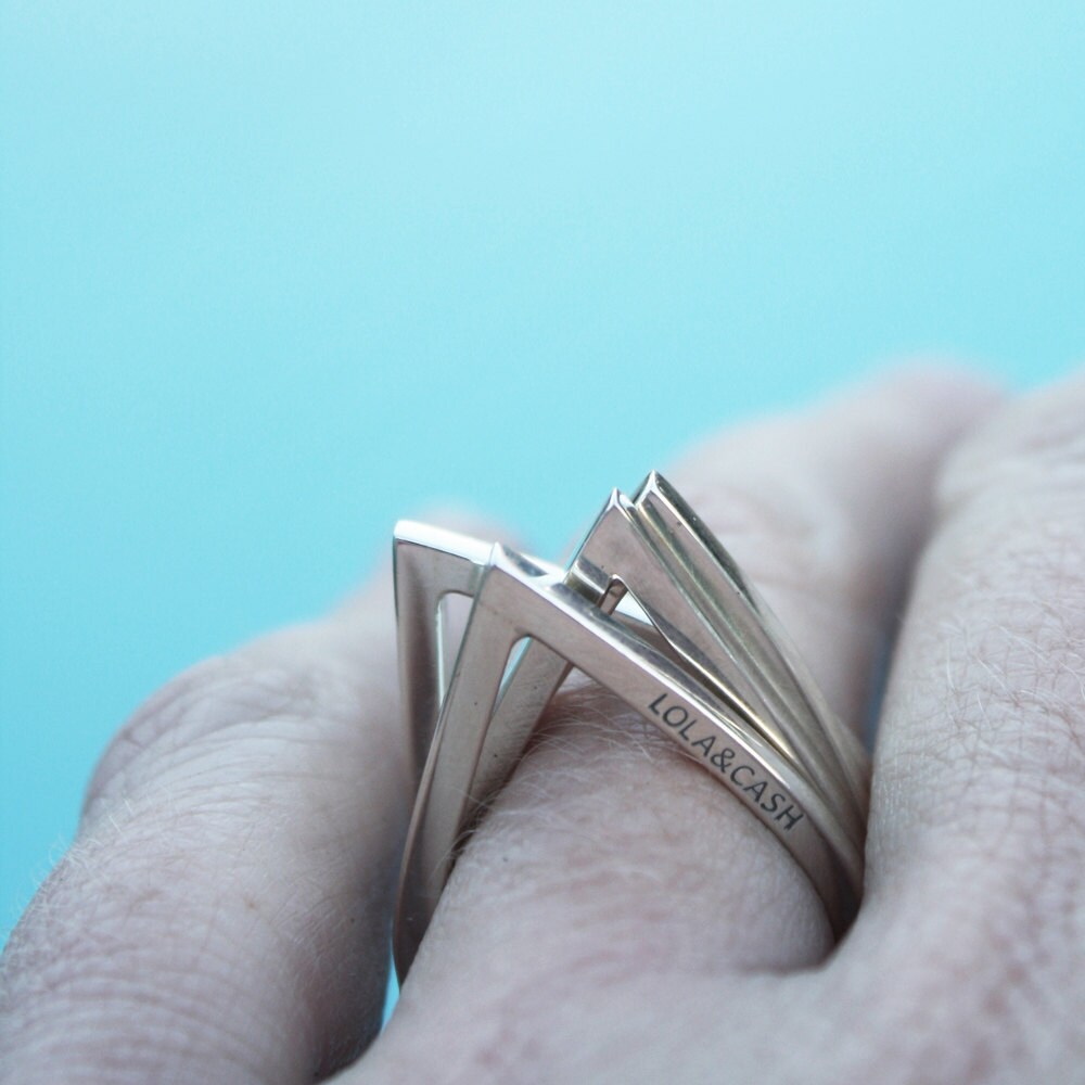 Silver stacking rings / silver raindrop rings / statement ring | Etsy