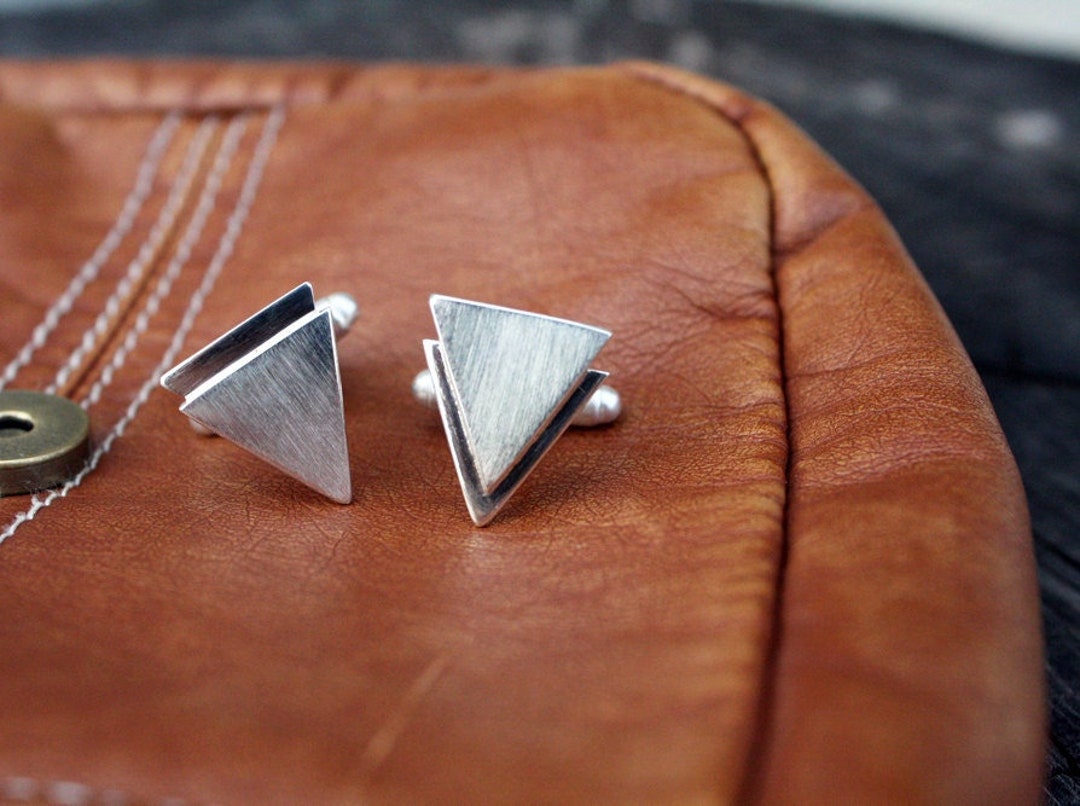 Sterling Silver Triangle Cufflinks - Modern Geometric Design - Etsy