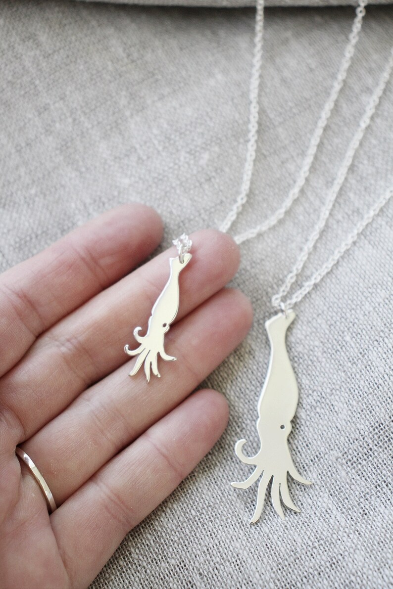 Squid Necklace / Silver Sea Monster Pendant / My Octopus Teacher - Etsy