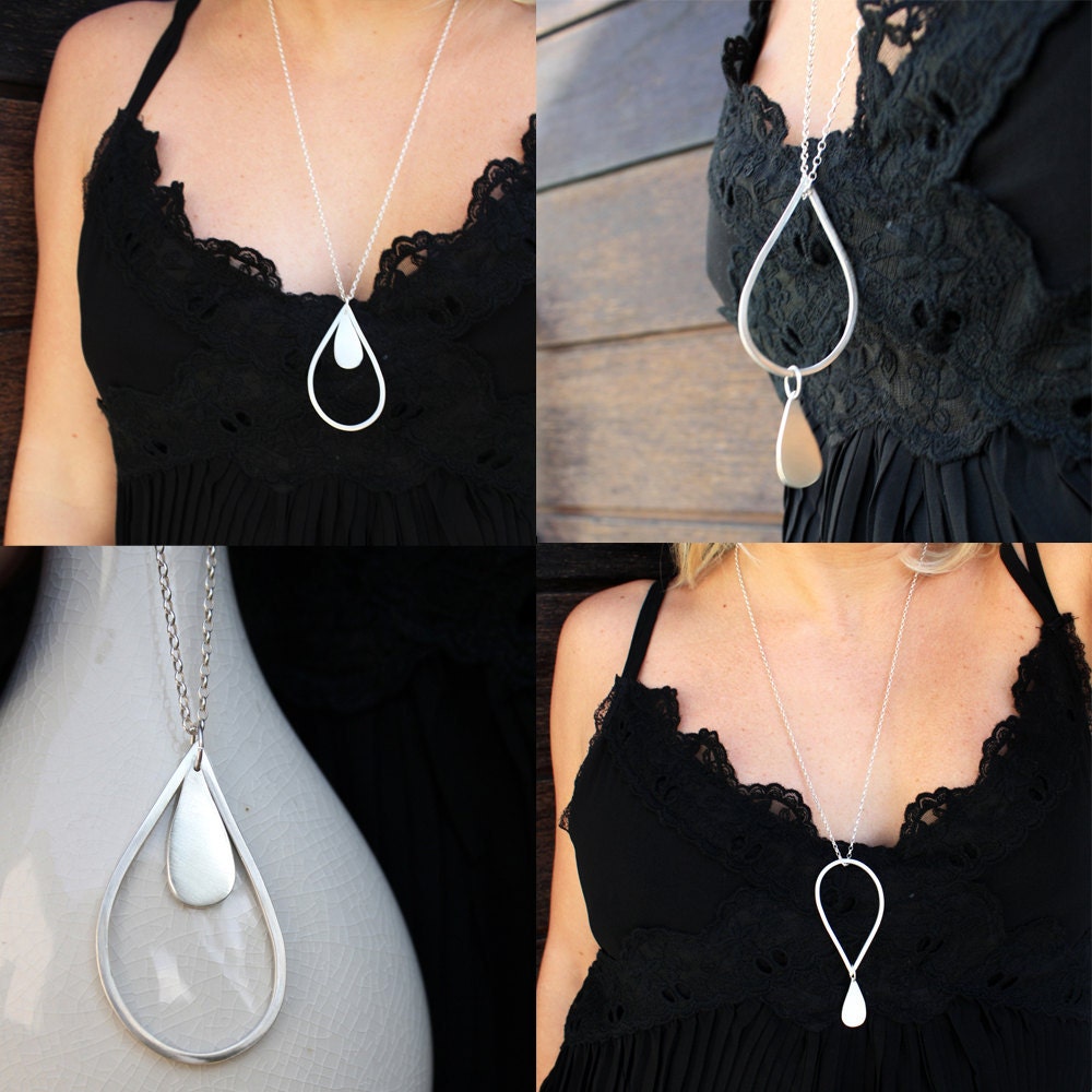 Rain Drop Necklace / Teardrop Pendant / Minimalist Modern - Etsy
