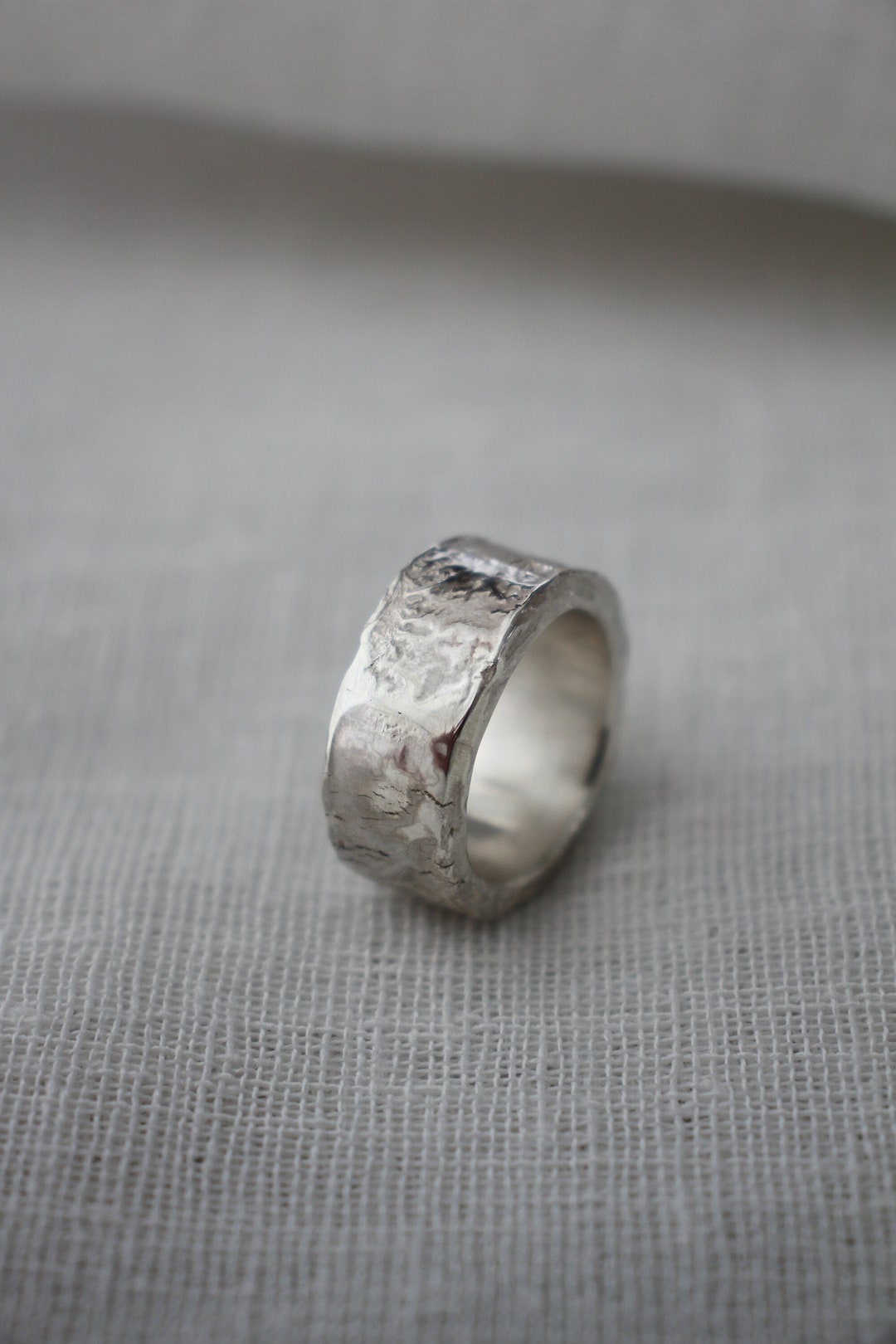 Chunky Organic Textured Ring in Sterling Silver / Very Heavy Rustic ...