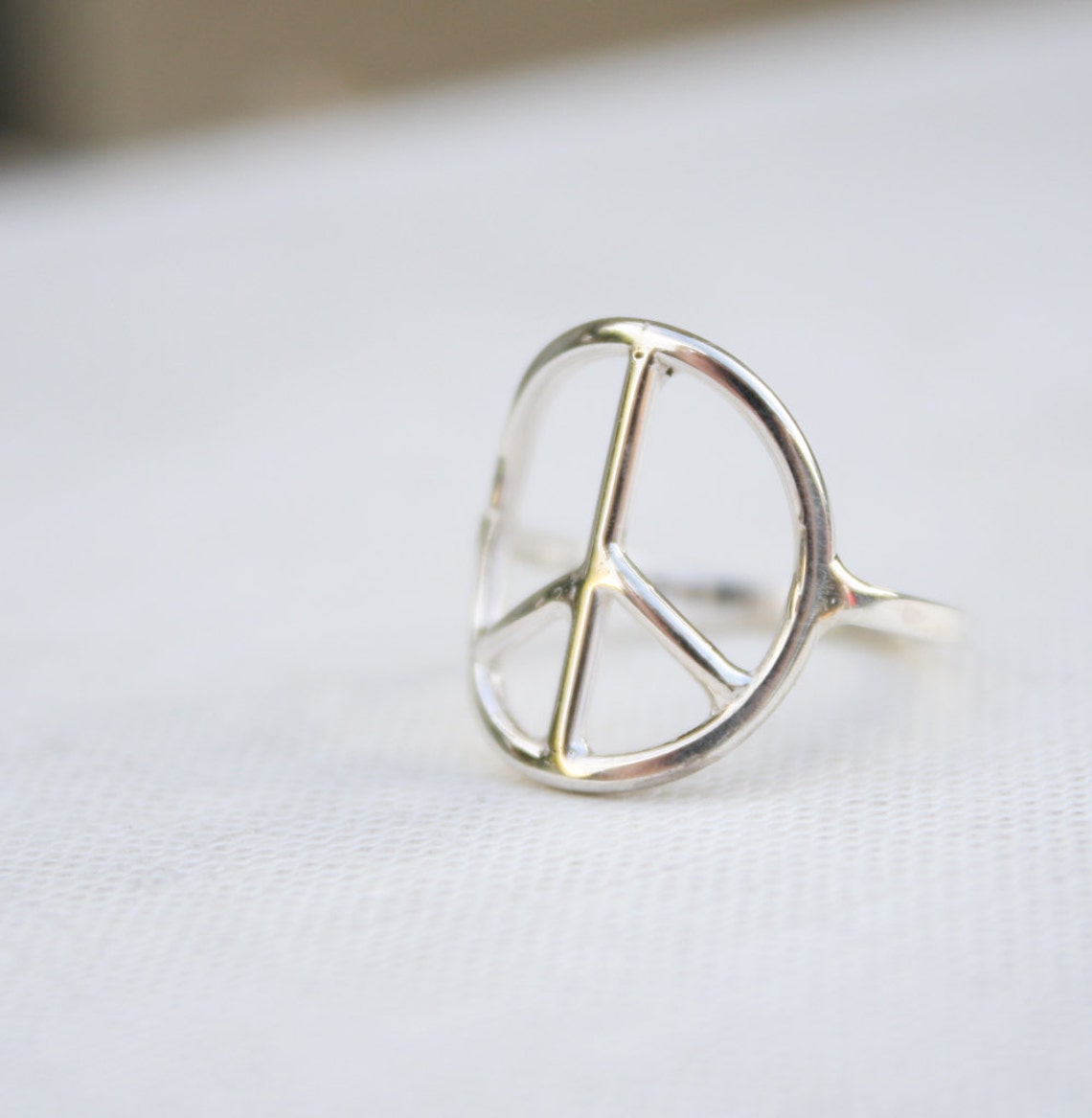 Sterling Silver Peace Sign Ring - Delicate Boho Ring - Etsy