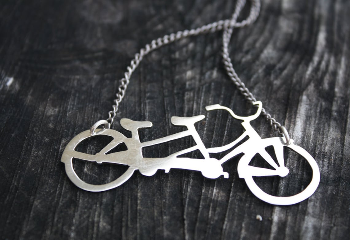 Bicycle Necklace Tandem Bike Pendant Sterling Silver Handmade | Etsy