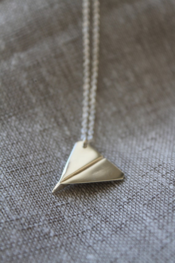 Silver Paper Plane Paper Aeroplane Necklace Airplane Necklace - Etsy