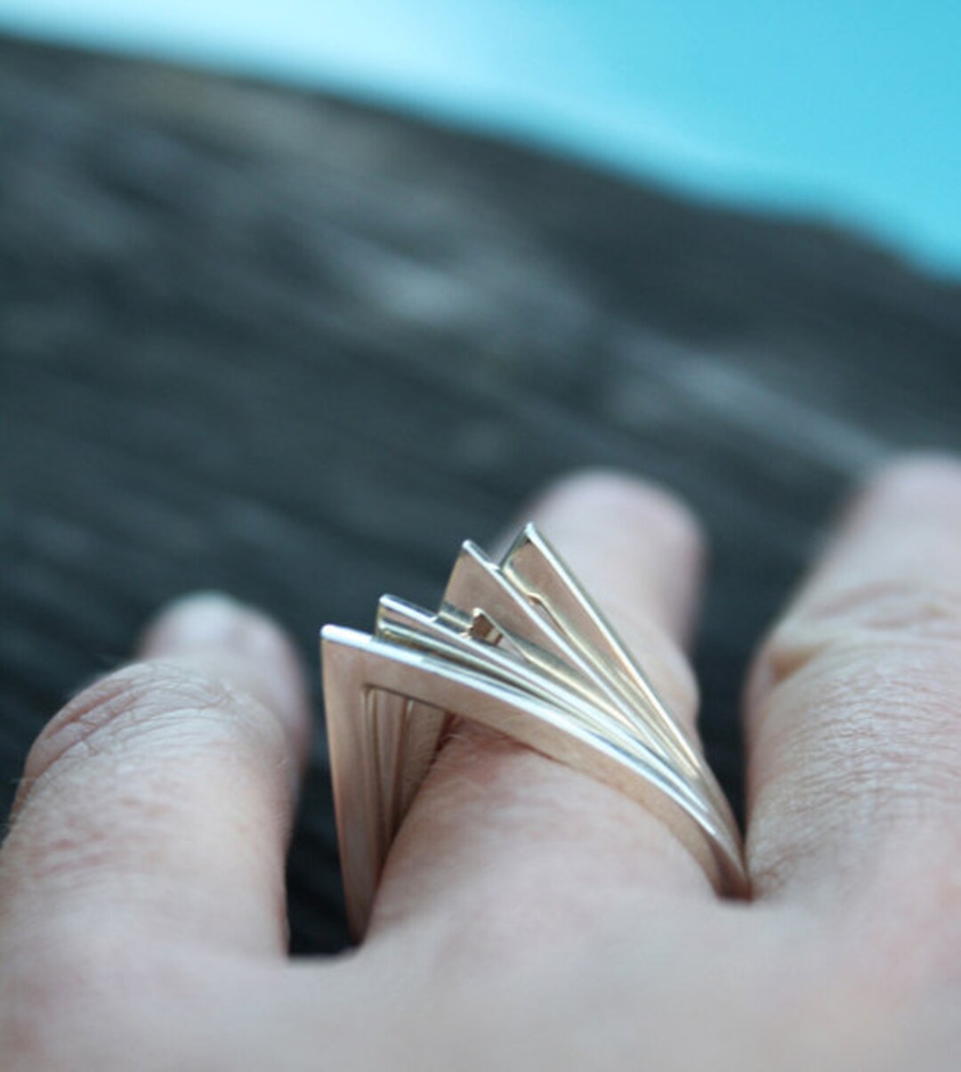 Silver Stacking Rings / Silver Raindrop Rings / Statement Ring Set ...