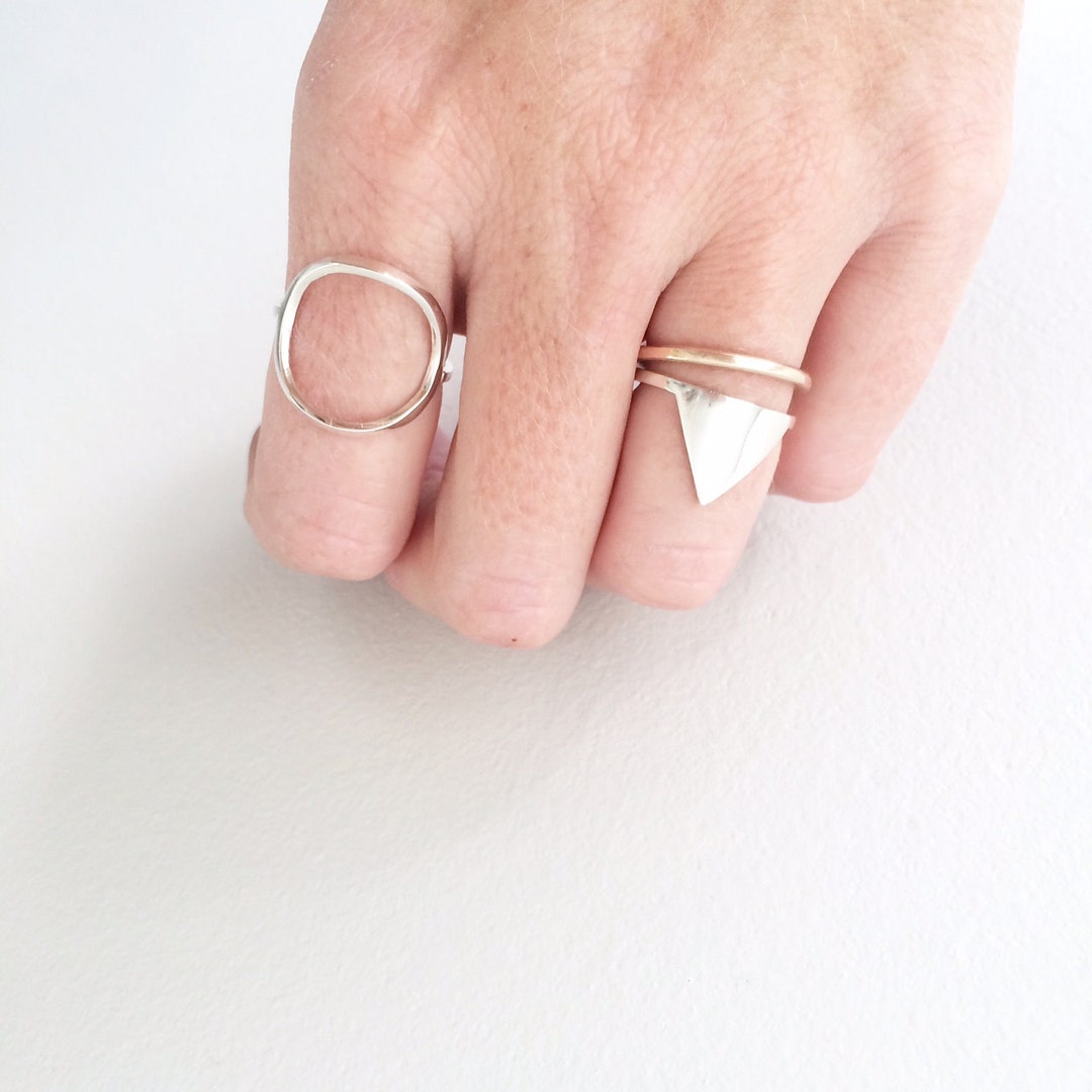 Open Circle Ring / Sterling Silver Round Ring / Minimalist - Etsy