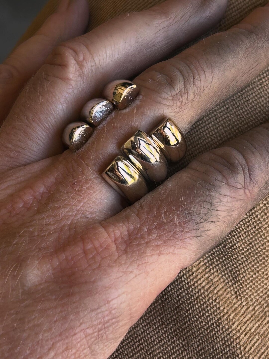Bold and Heavy Open Brass/ Bronze Rings | Chunky Fully Round Bands ...