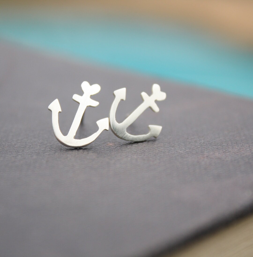 Anchor Earrings Anchor Studs Anchor Stud Earrings Love Jewelry Nautical ...