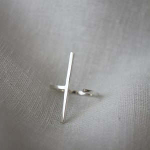 Silver Bar Ring / Parallel Bar Line Ring / Adjustable Band / Minimalist ...