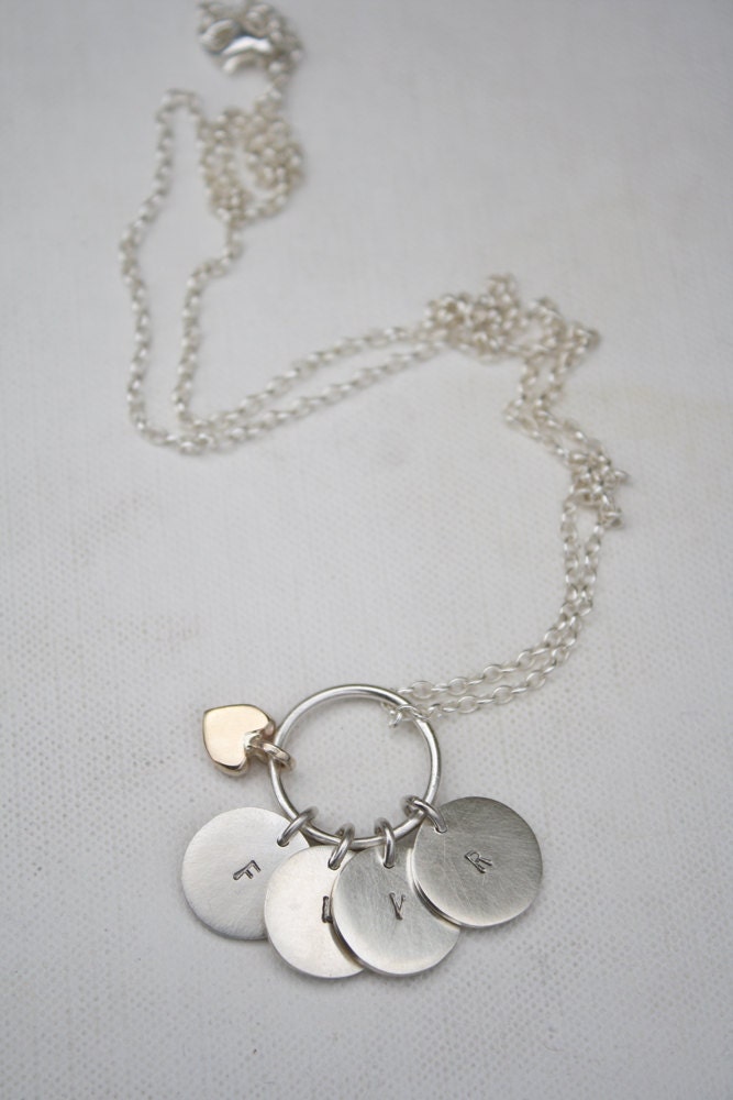 Initial necklace monogram necklace family charms silver and | Etsy