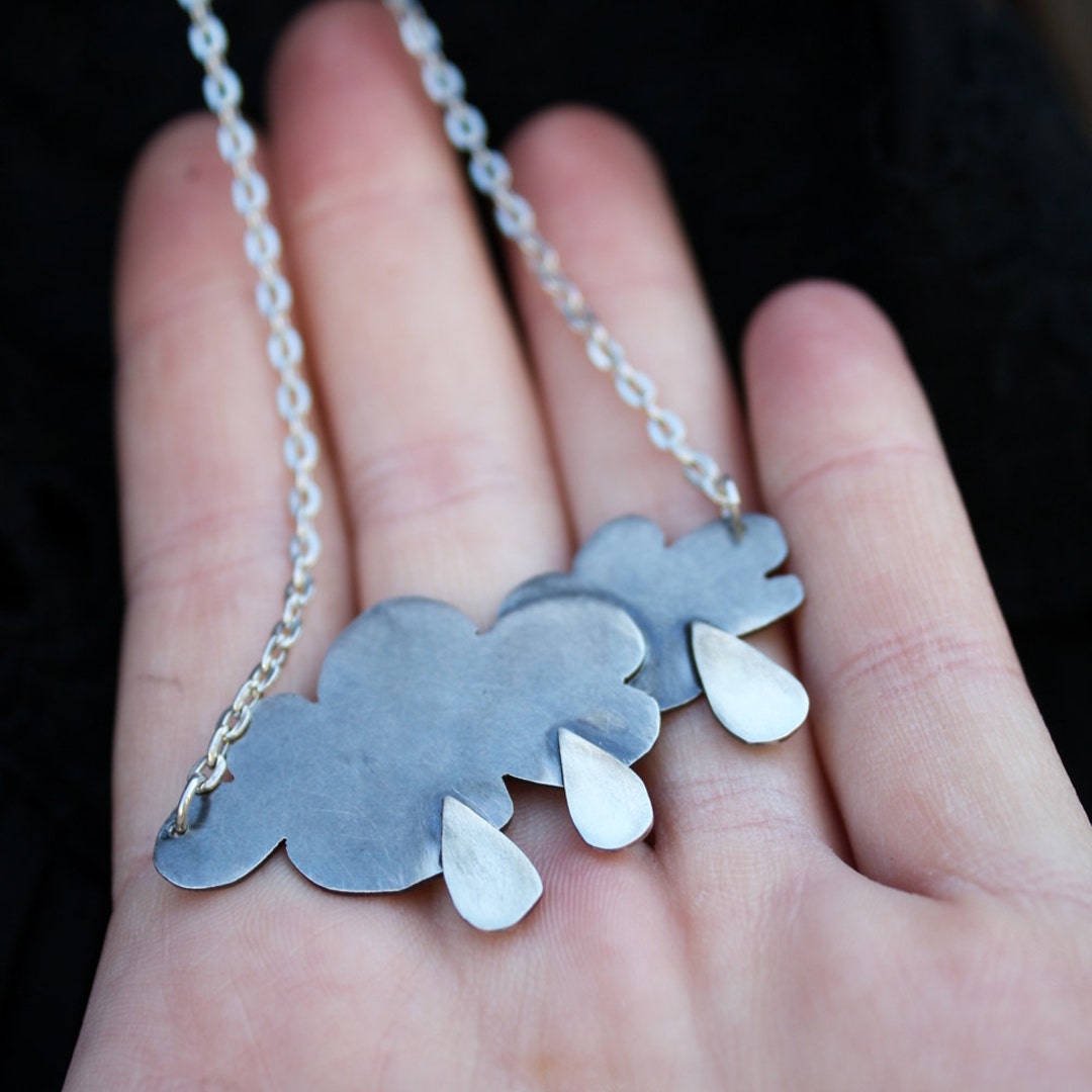 Rain Cloud Pendant Rainy Day Necklace Weather Jewelry - Etsy