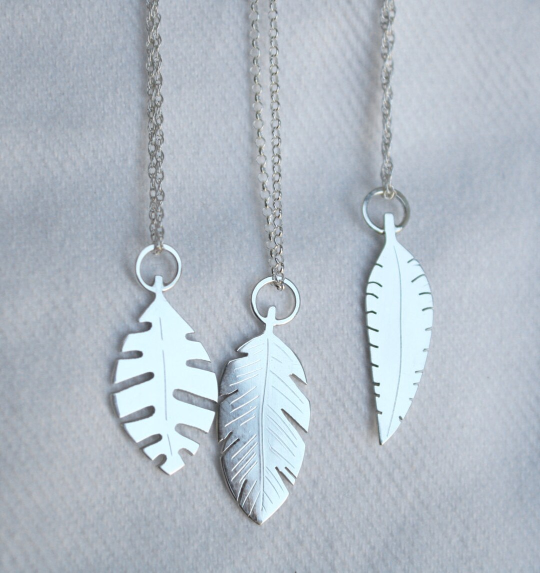 Handmade Sterling Silver Leaf Pendant Necklace: Tropical Jewelry - Etsy