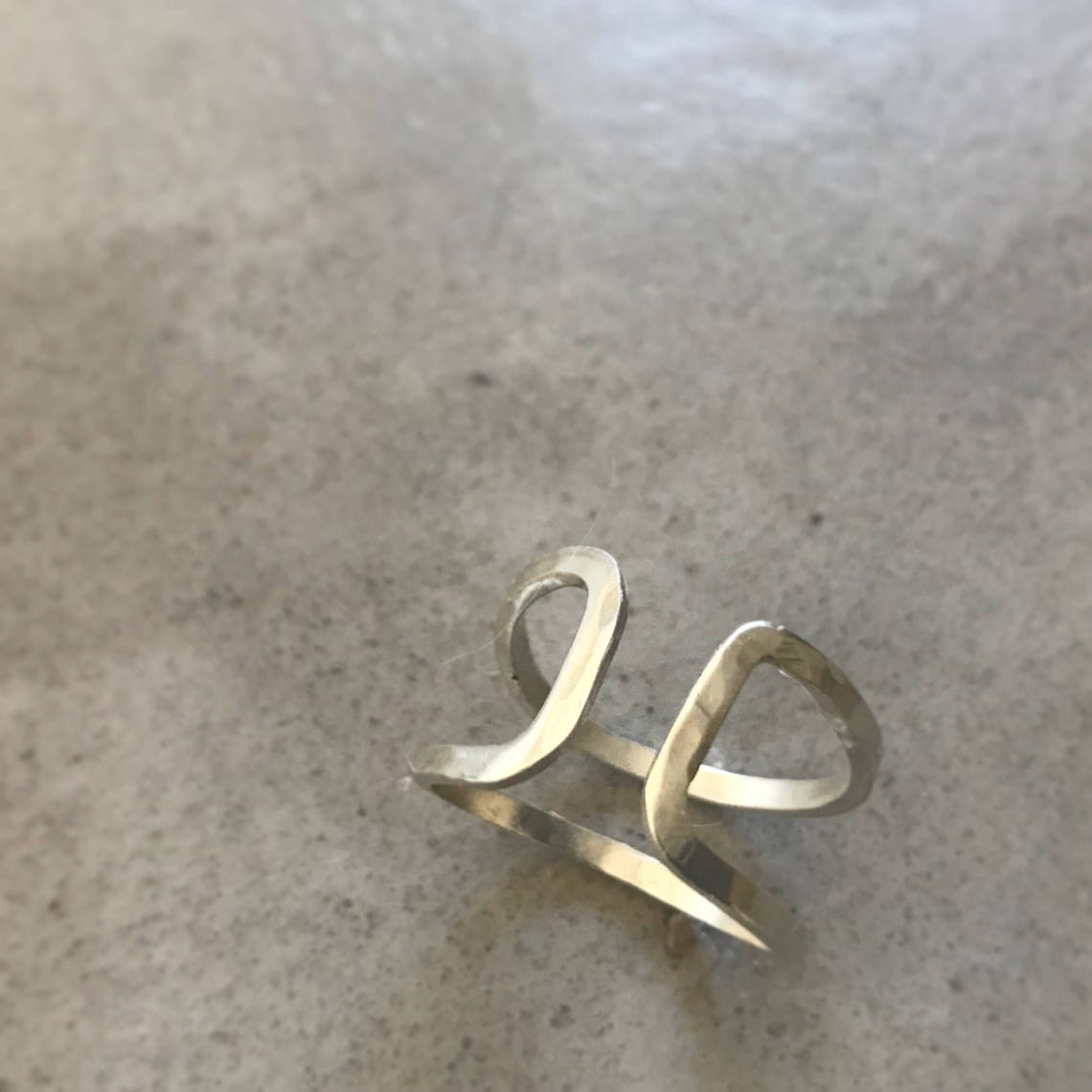 Cage ring / silver adjustable ring / hammered ring / open | Etsy