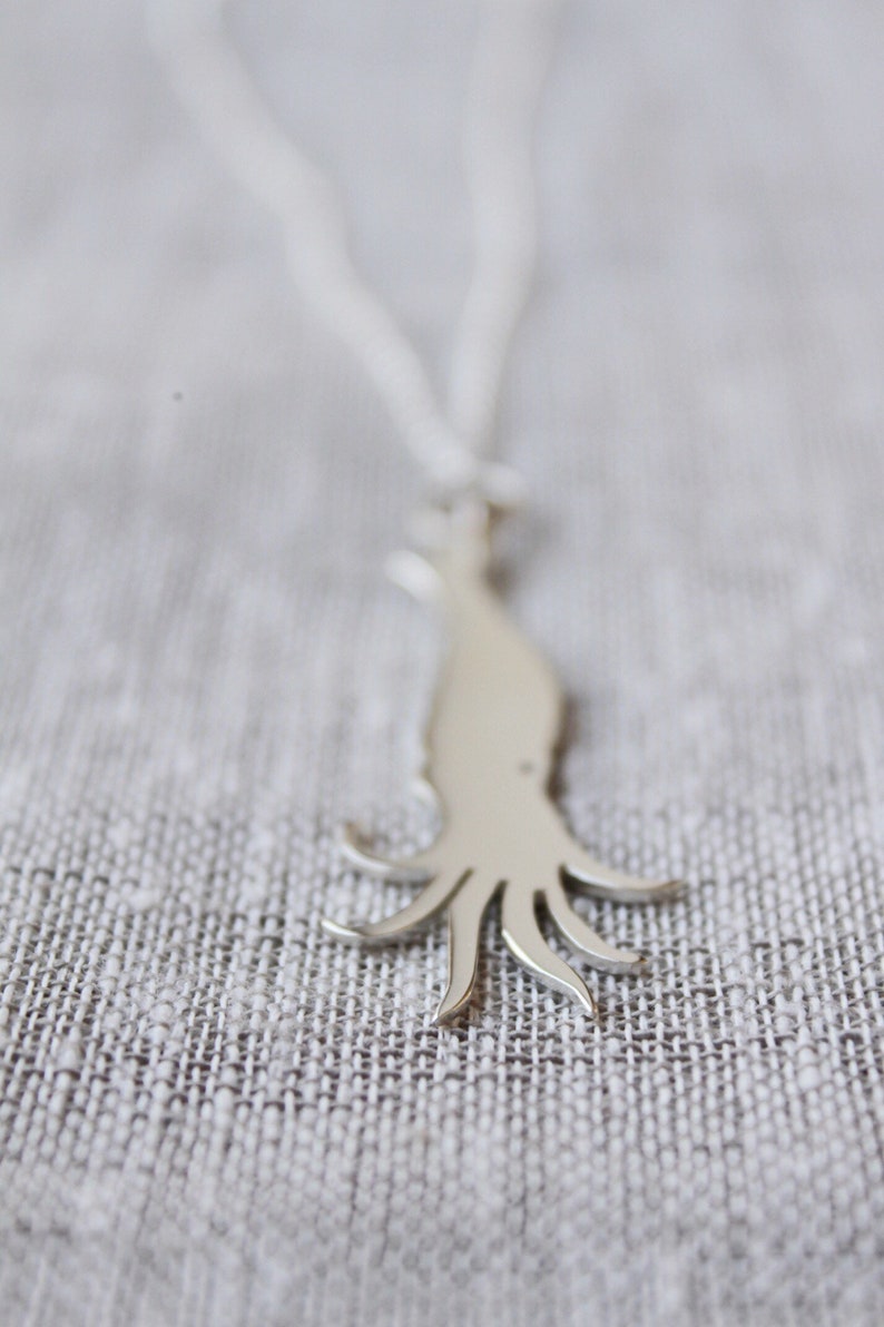 Squid Necklace / Silver Octopus Necklace / Quirky Sea Monster | Etsy
