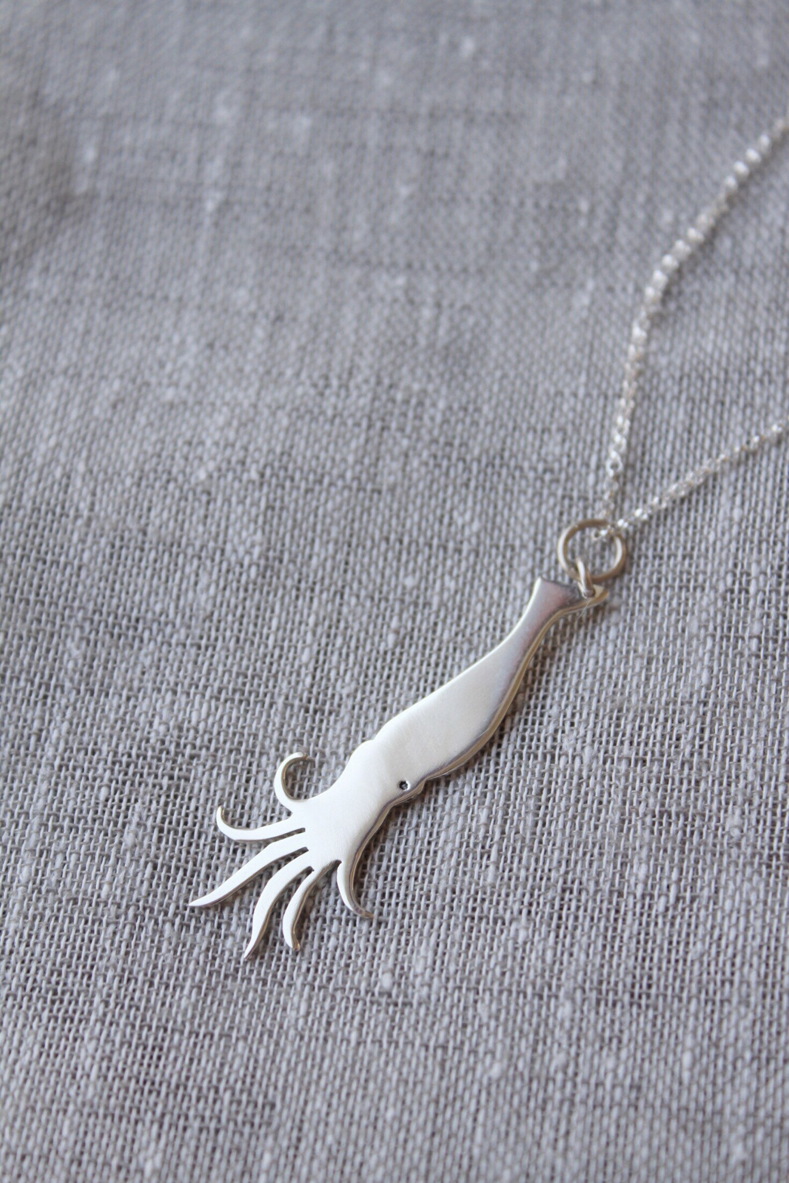Squid Necklace / Silver Octopus Necklace / Quirky Sea Monster | Etsy