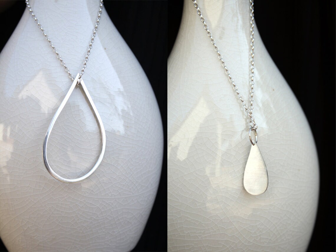 Rain Drop Necklace / Teardrop Pendant / Minimalist Modern - Etsy