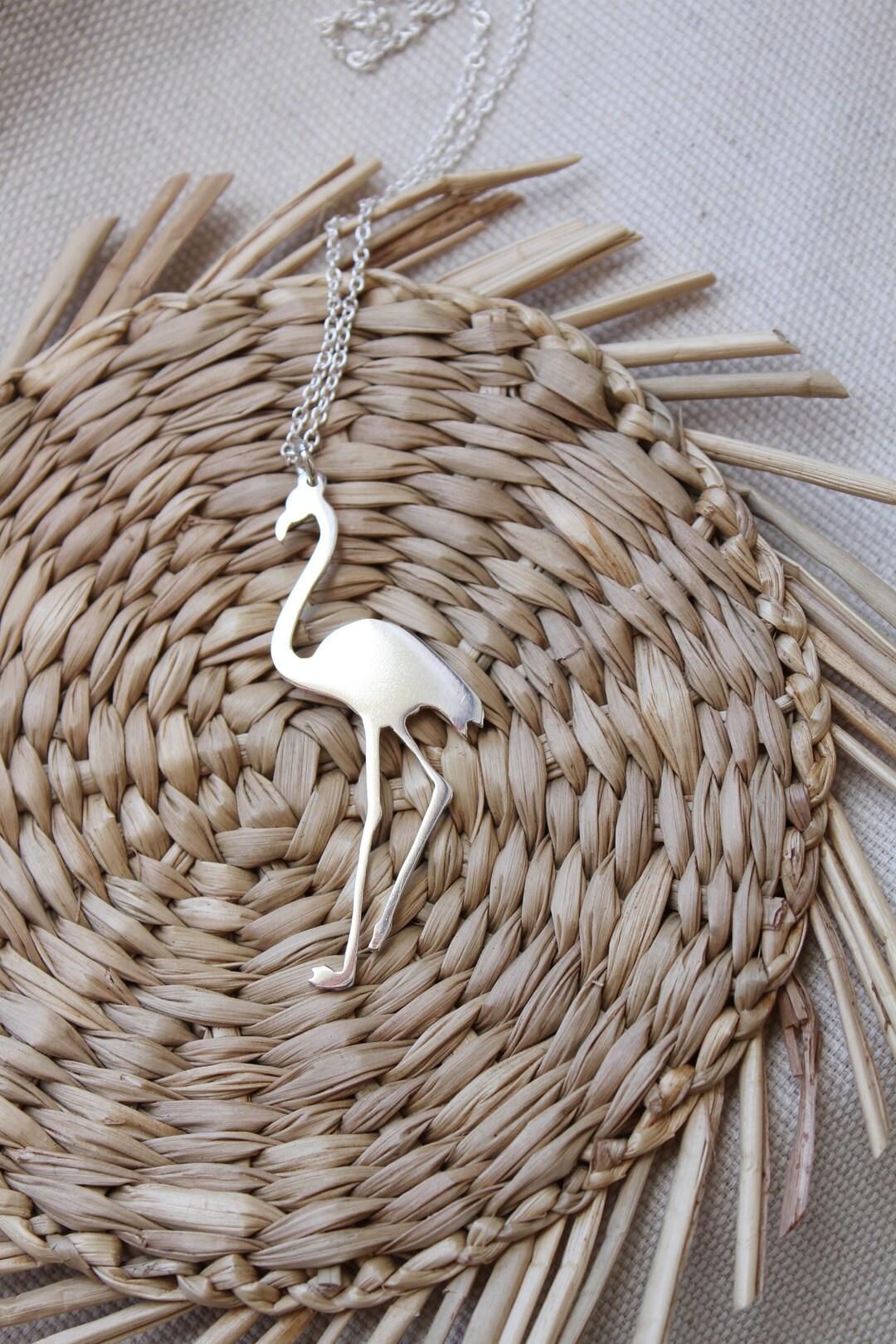 Sterling Silver Flamingo Necklace: Handmade Tropical Pendant - Etsy