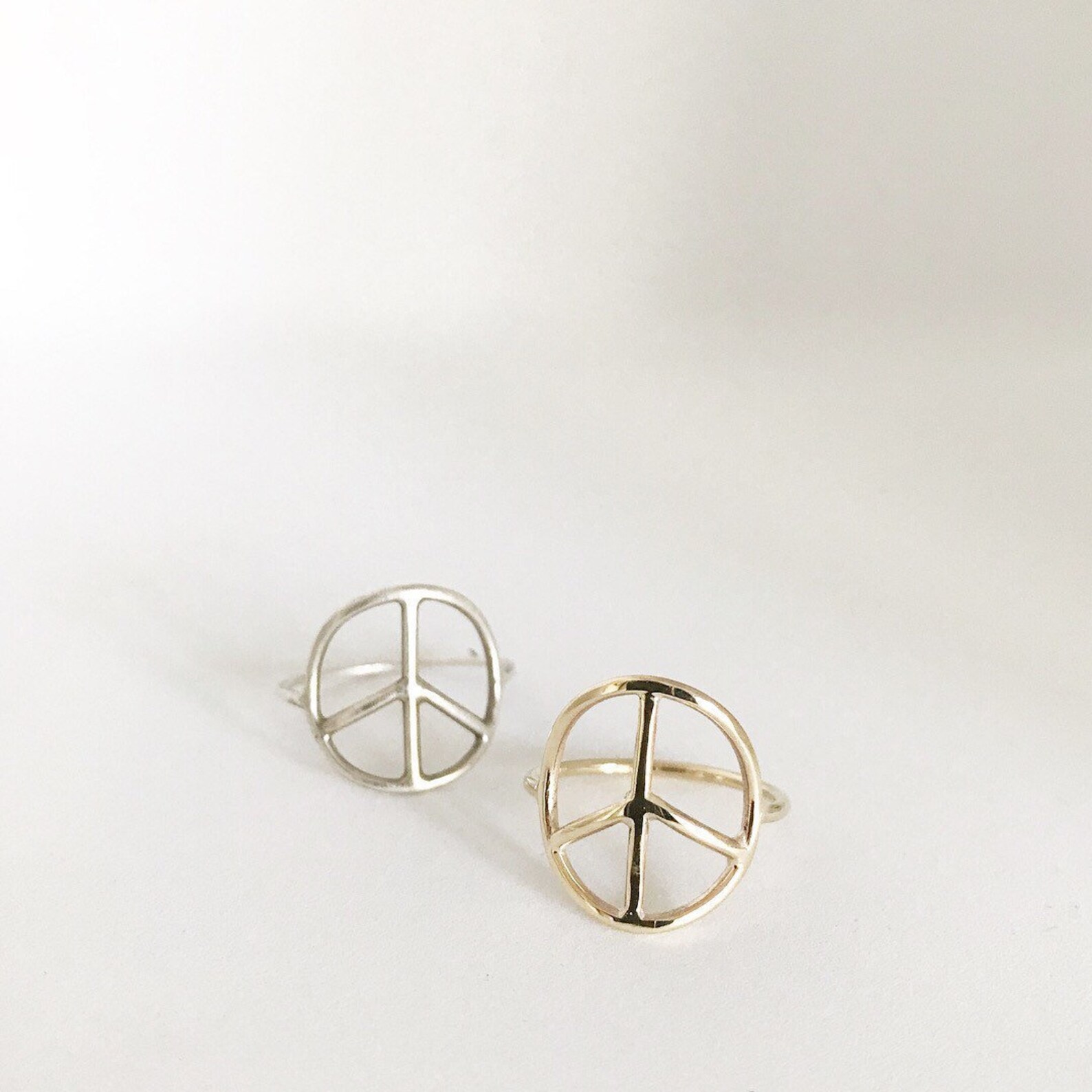 Gold Peace Ring / Peace Sign Ring / Solid 9ct Gold Ring / Boho | Etsy