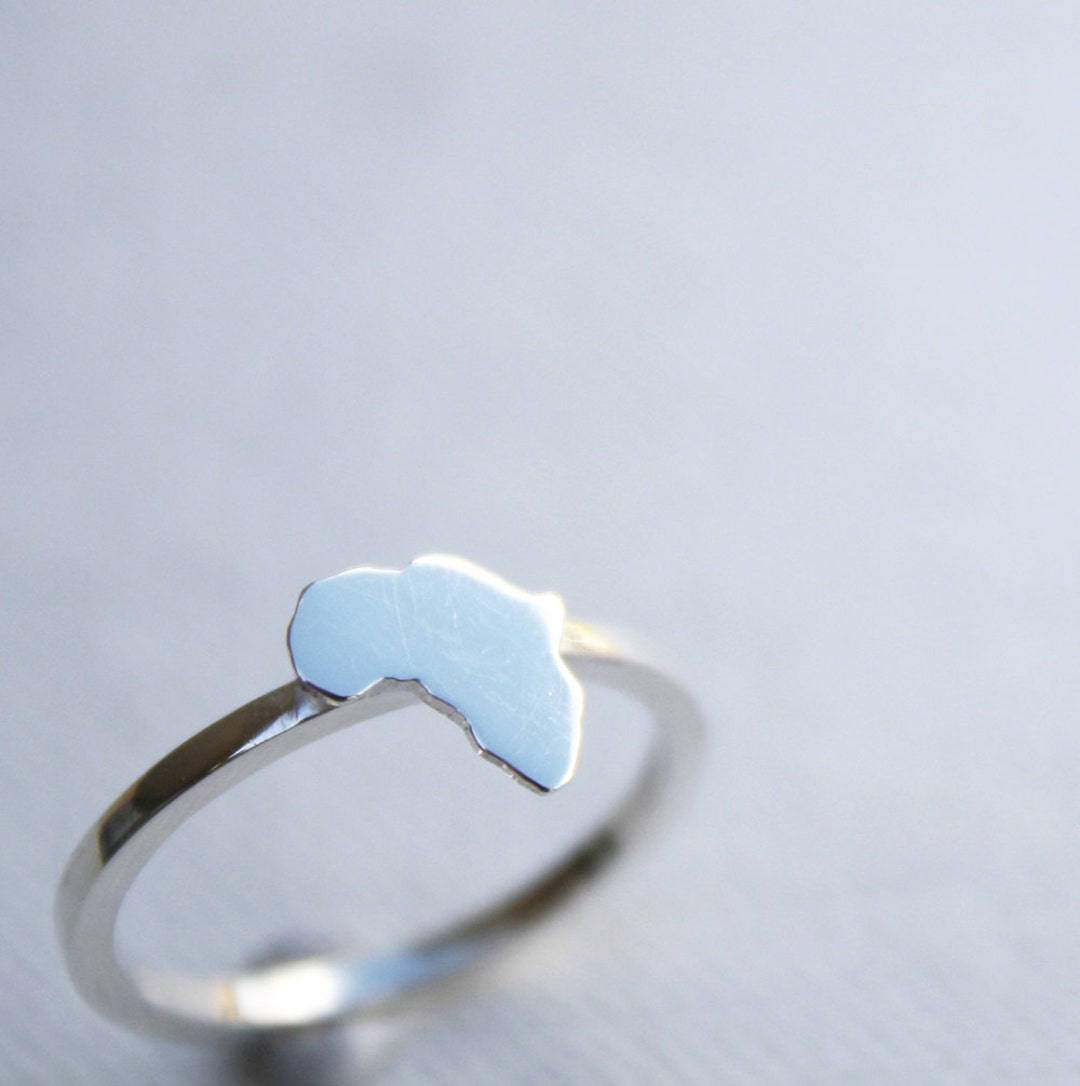 Tiny Africa Ring / Map of Africa Stacking Ring Handmade in Sterling ...