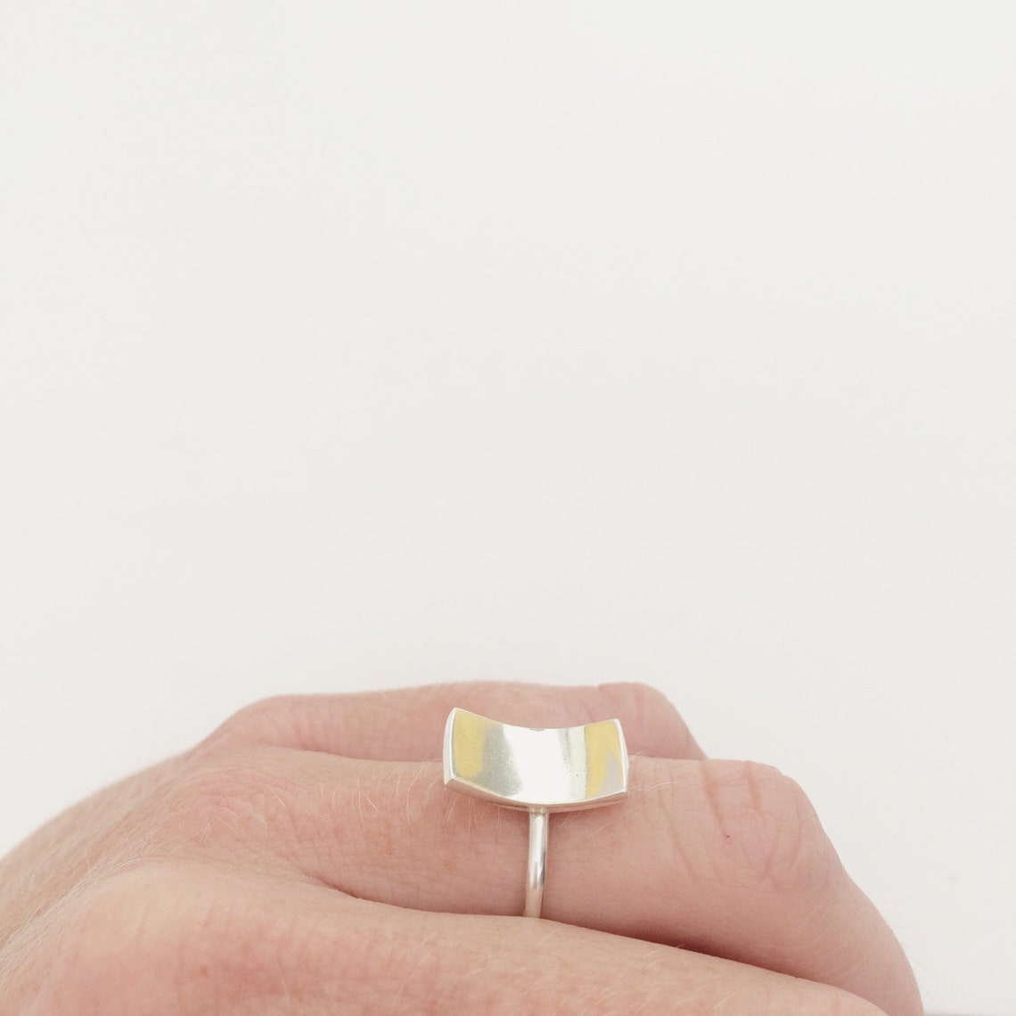 Curve Ring / Silver Concave Ring / Upward Energy Ring / Curved | Etsy