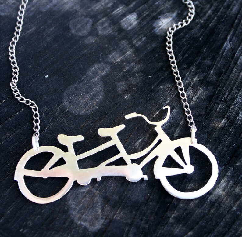 Bicycle Necklace Tandem Bike Pendant Sterling Silver Handmade - Etsy