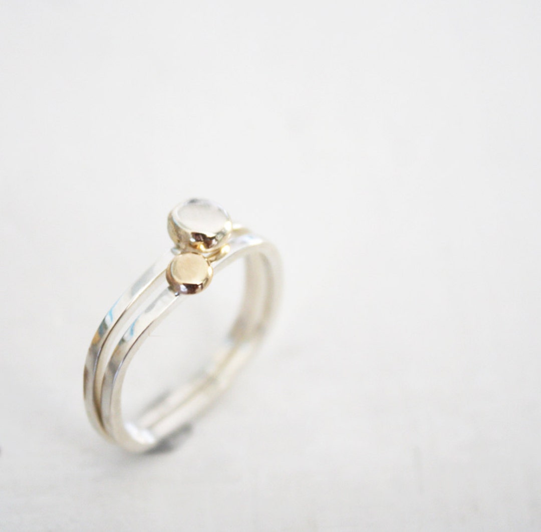 Gold Pebble Rings / Delicate Stacking Rings / Gold and Silver Stacking ...