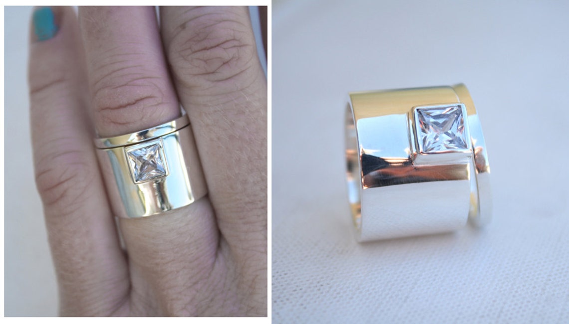 Unique Womens Wedding Rings Edgy Statement Sterling Ring - Etsy