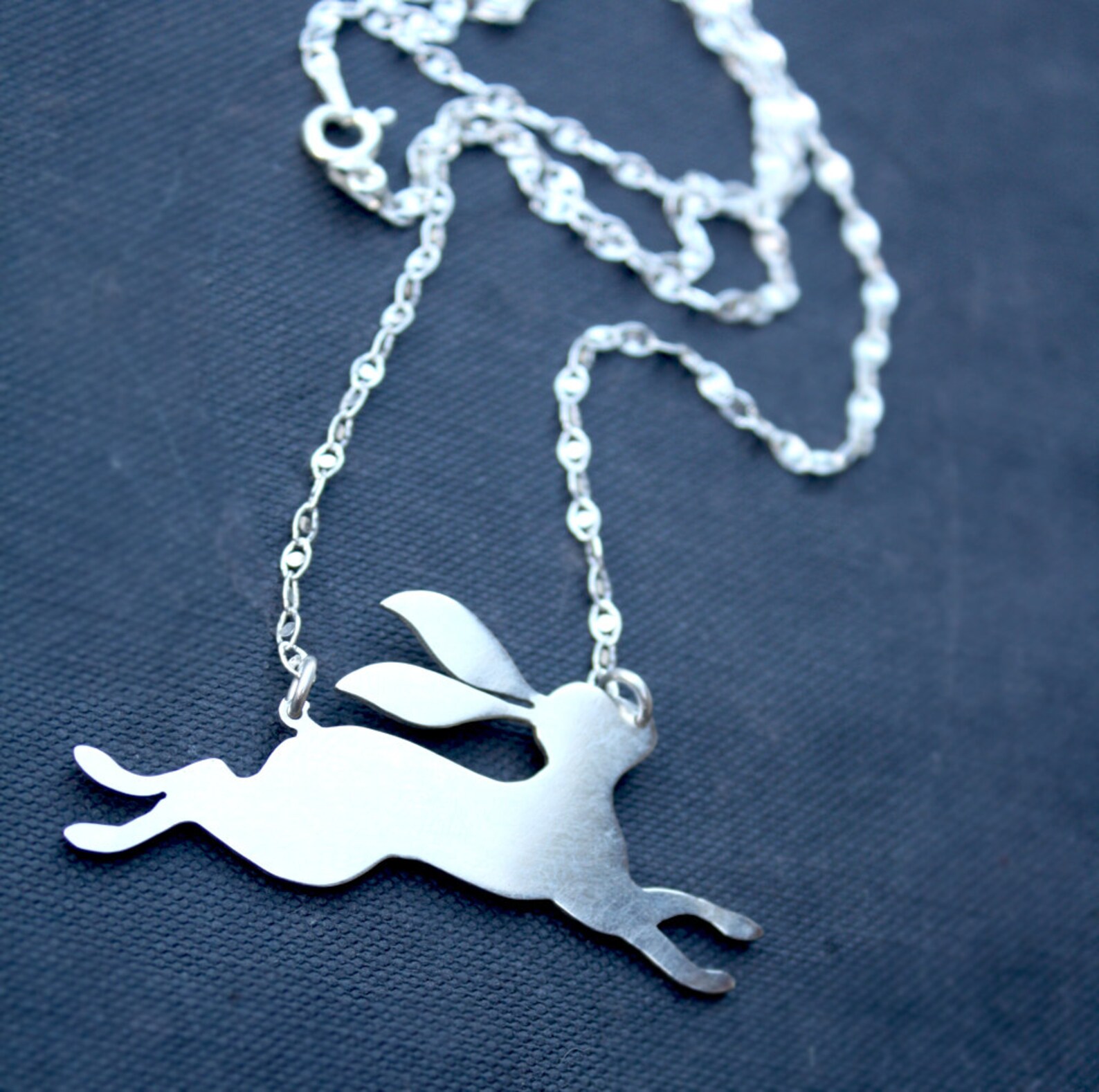 Silver Rabbit Necklace / Lucky Rabbit Pendant / Bunny Necklace - Etsy