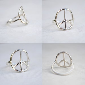 Peace Ring / Silver Peace Sign Ring / Delicate Ring / Boho Peace Ring ...