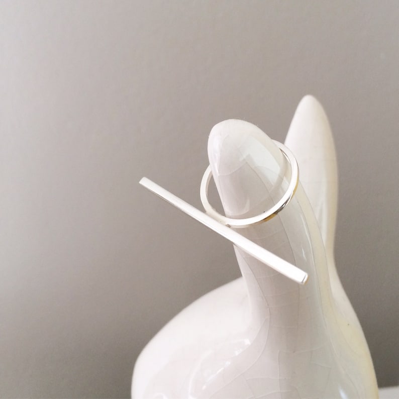 Bar Ring / Horizontal Bar Ring / Silver Line Ring - Etsy