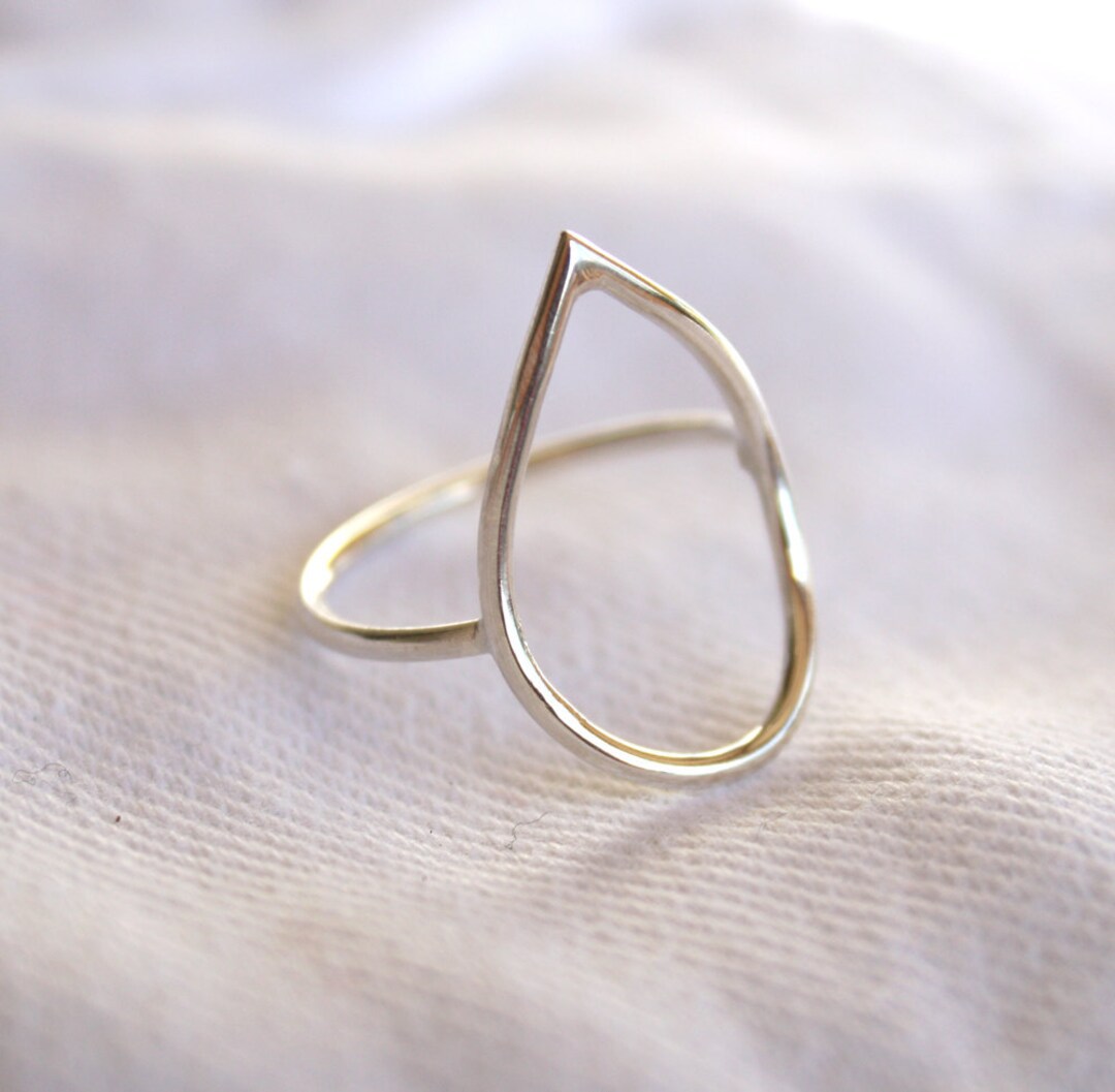 Teardrop Ring Water Drop Sterling Silver Wire Ring Dainty Romantic ...