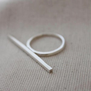 Bar Ring / Horizontal Bar Ring / Silver Line Ring - Etsy