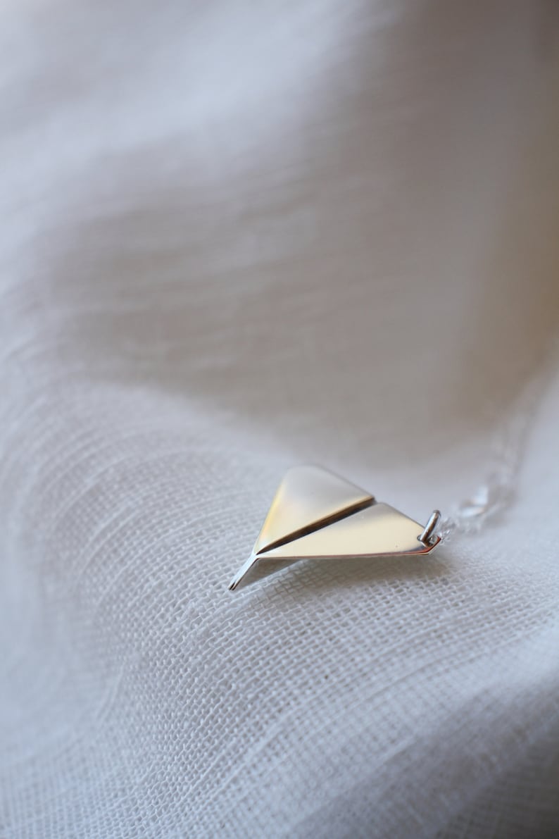 Silver Paper Plane Paper Aeroplane Necklace Airplane Necklace Origami ...