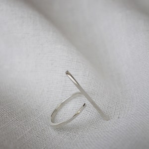 Silver Bar Ring / Parallel Bar Line Ring / Adjustable Band / Minimalist ...