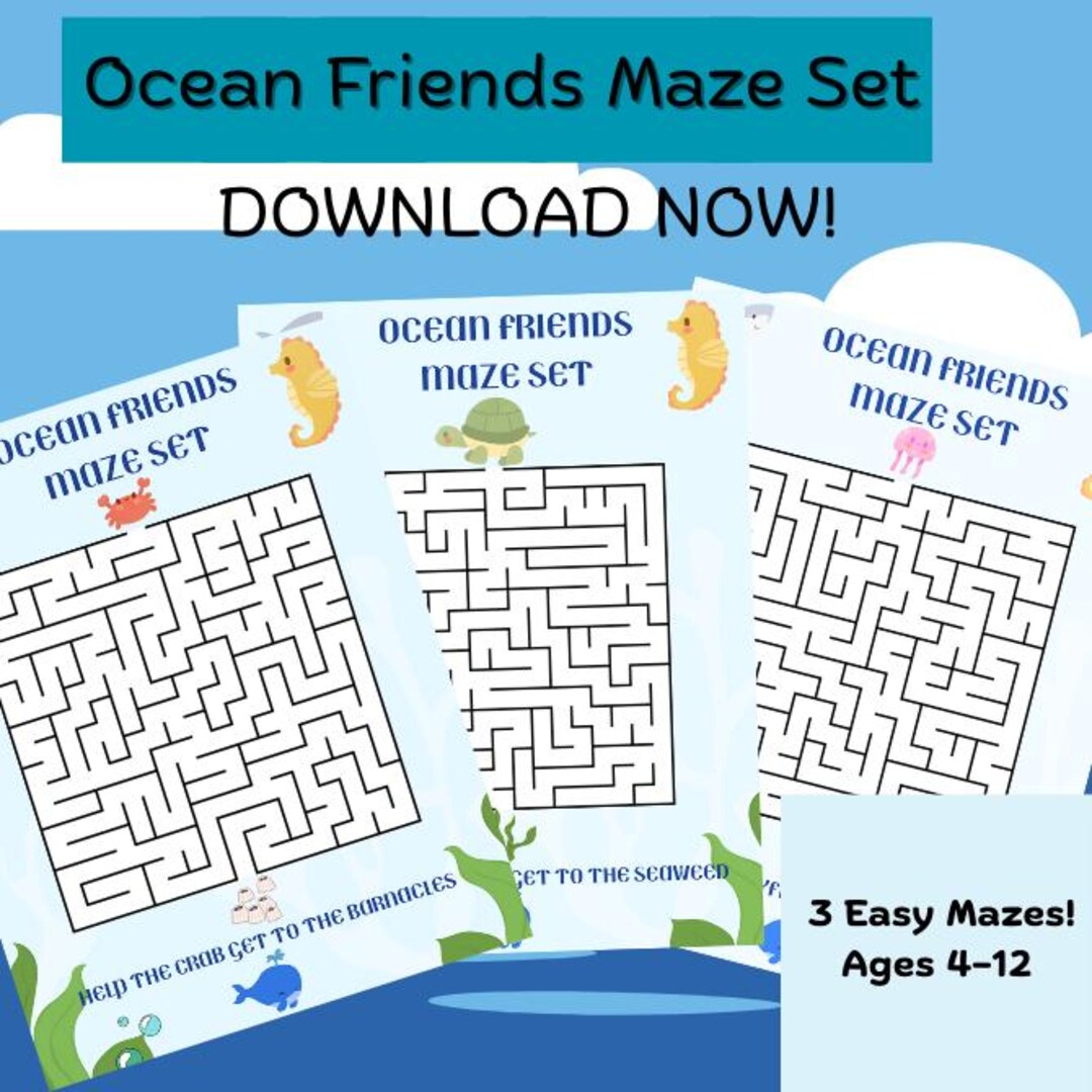 Ocean Animals Printable Activity Set – Mazes, Colouring Pages & Word ...
