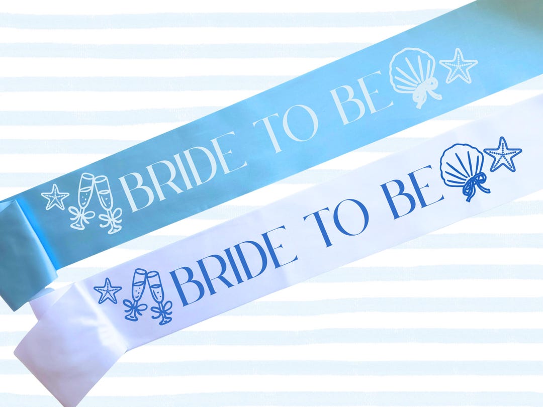 Blue Seashells Wedding Bells Bachelorette Party Bride to Be Sash,beach ...