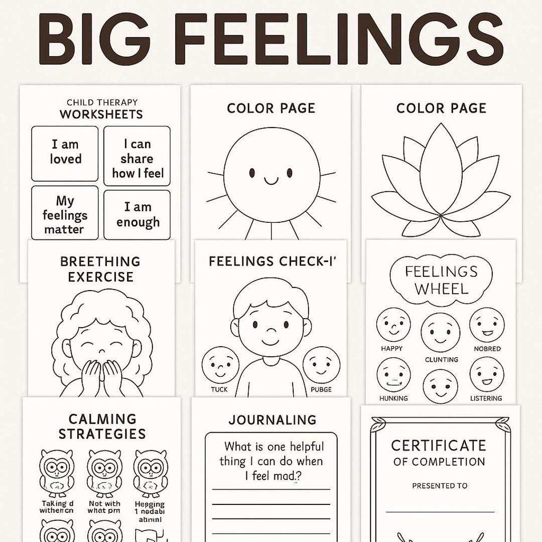 Big Feelings – Emotional Awareness & Coping Skills Worksheets for Kids ...