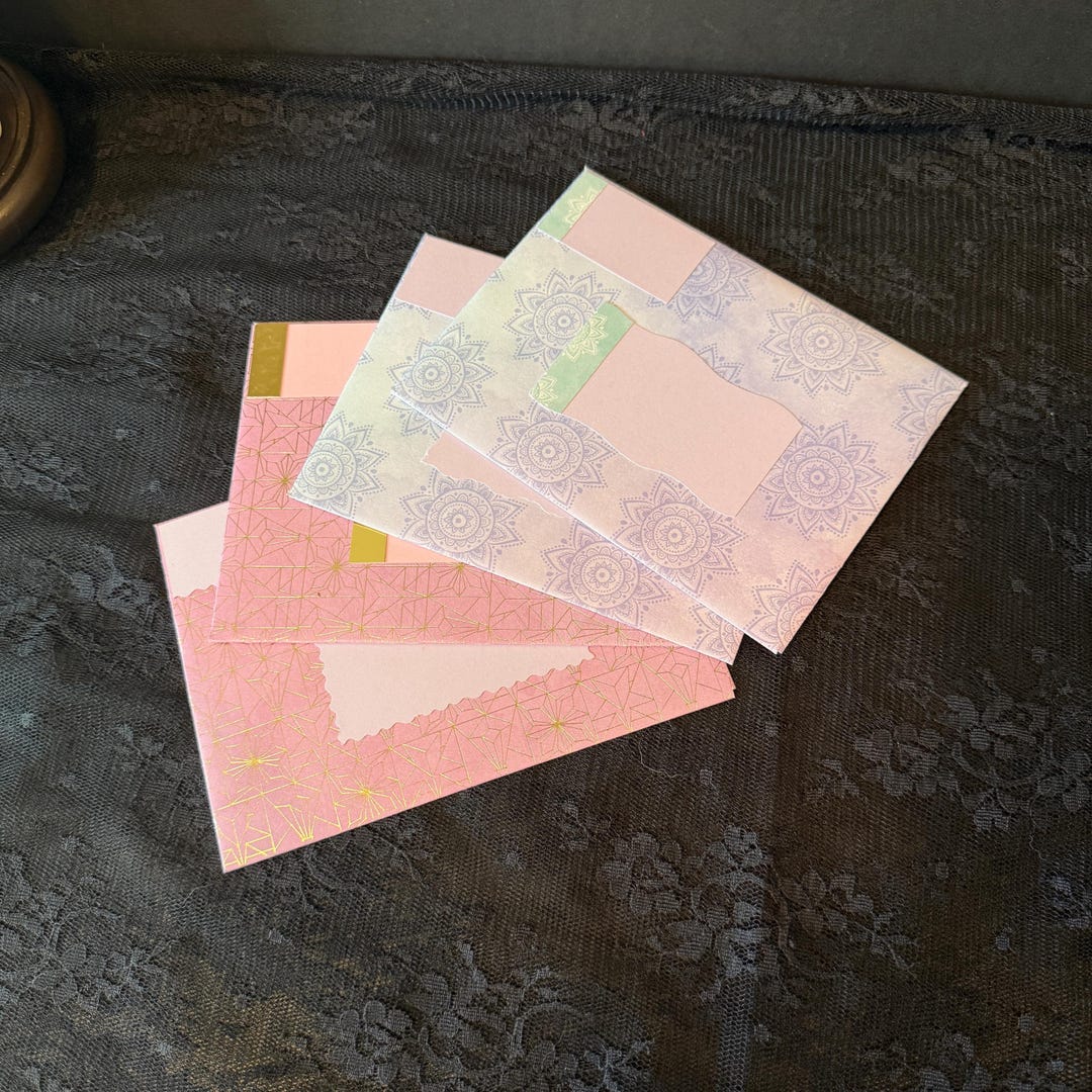 Pink and Lavender Pastel Envelopes + Note Cards (4-pack) - Etsy