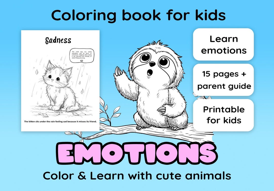 Feelings and Emotions Worksheet | Printable Coloring Book | Learning ...