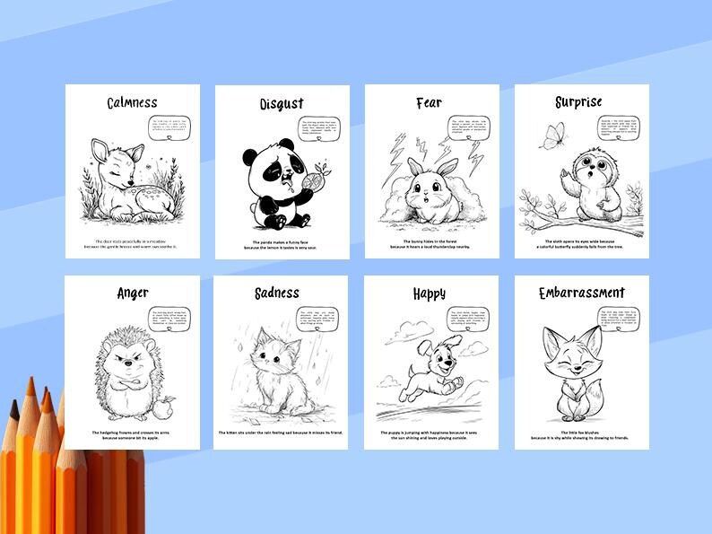 Feelings and Emotions Worksheet | Printable Coloring Book | Learning ...