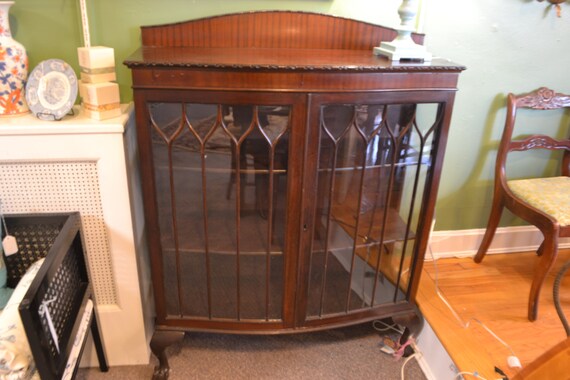 Items similar to Sale Antique Glass Display Cabinet on Etsy