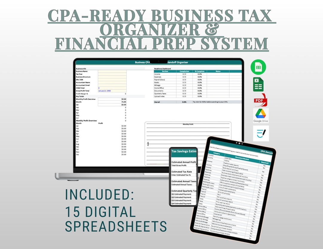 Cpa-ready Business Tax Organizer | Excel & Google Sheets | Income ...