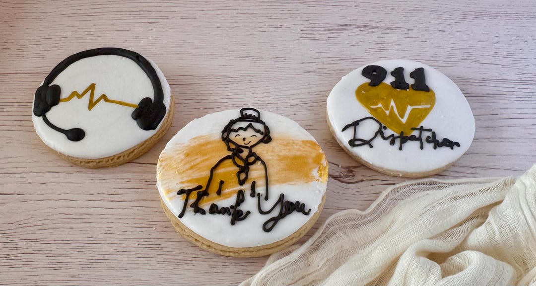 Personalized 911 Dispatcher Sugar Cookies | Headset, Heartbeat, Thank ...