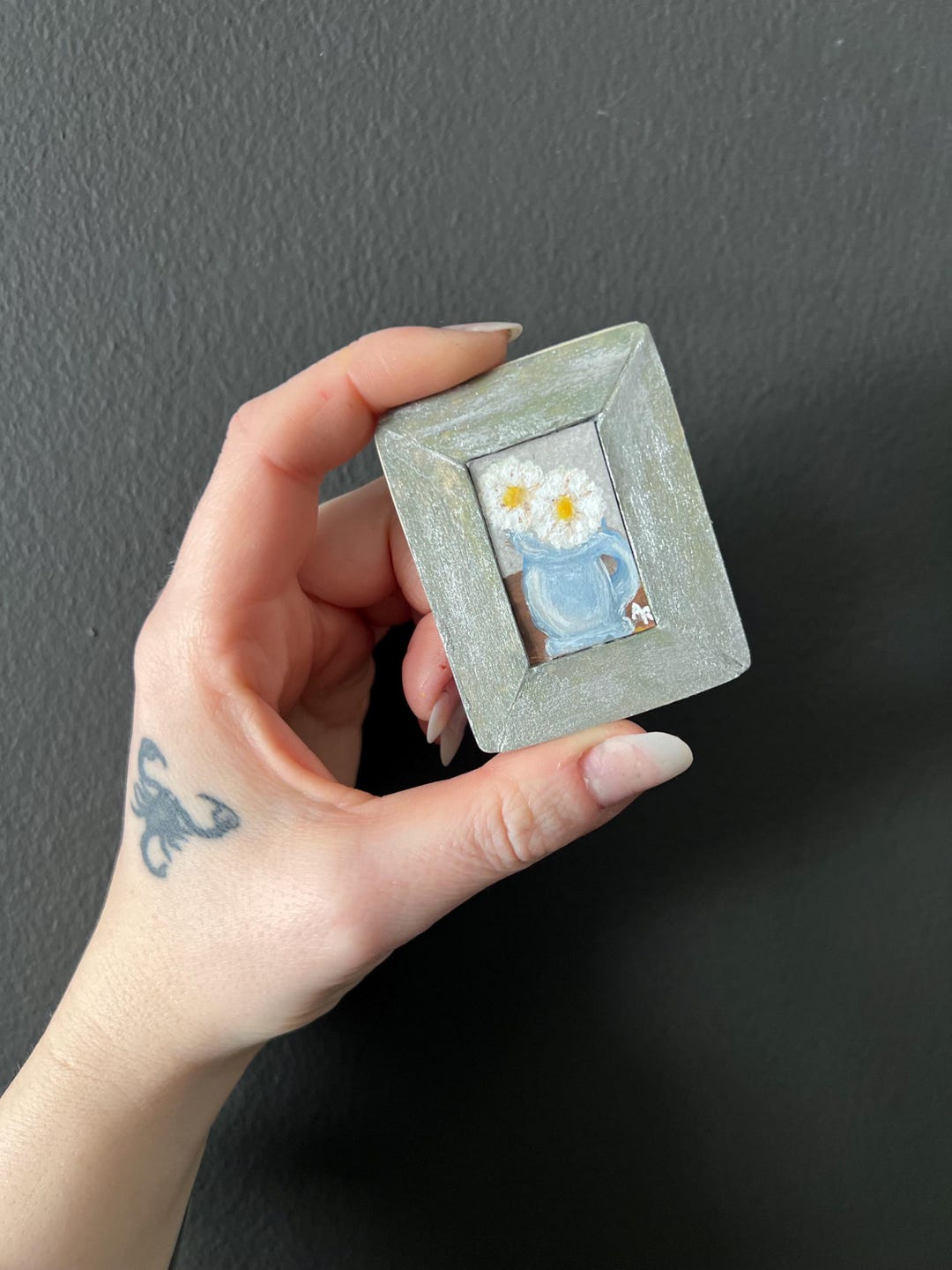 Twin Daisies Original Signed Artwork Framed Miniature NOT A PRINT - Etsy