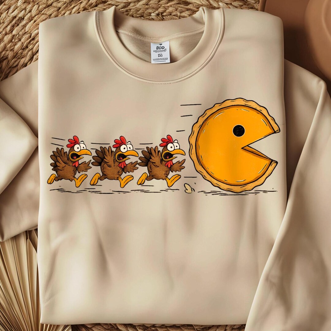 Funny Turkey Chase PNG: Pac-man Pie Thanksgiving Graphic (300 DPI) - Etsy