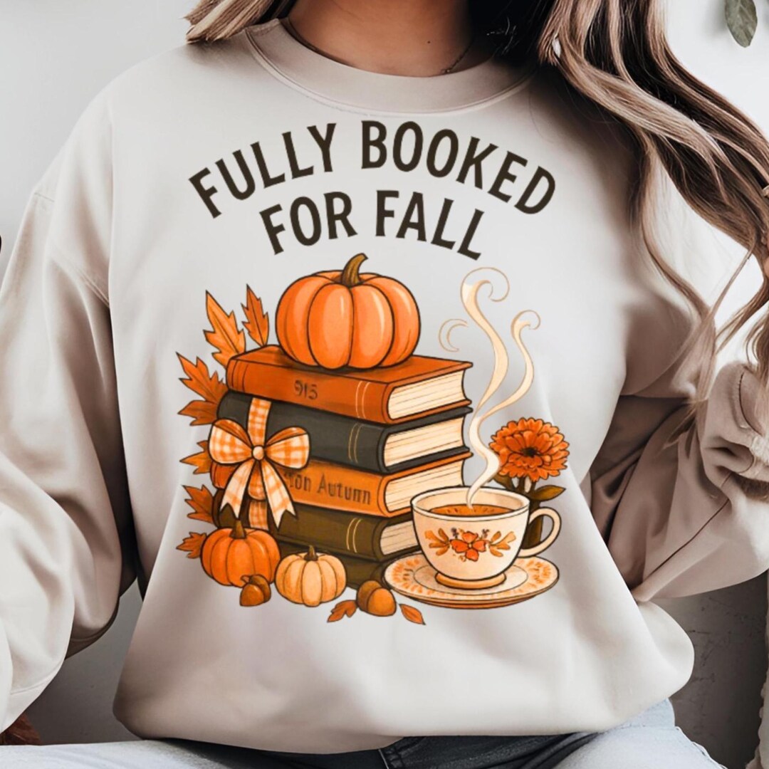 Fully Booked for Fall PNG, Pumpkin Books and Coffee Clipart, Autumn ...