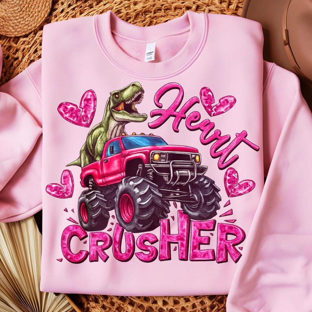 Valentine Monster Truck PNG • T-rex Heart Crusher • Kids Valentine ...
