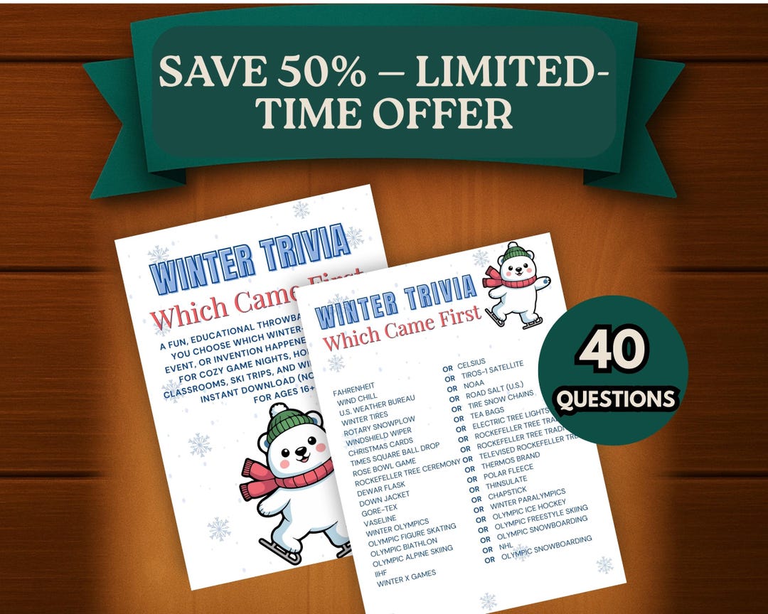 Which Came First Winter Trivia Game | 40 Printable Questions | Cozy ...