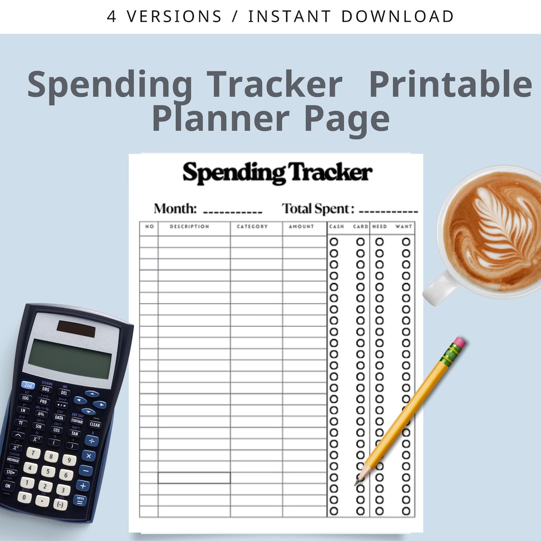 Printable Spending Tracker | Expense Log, Budget Planner & Money ...